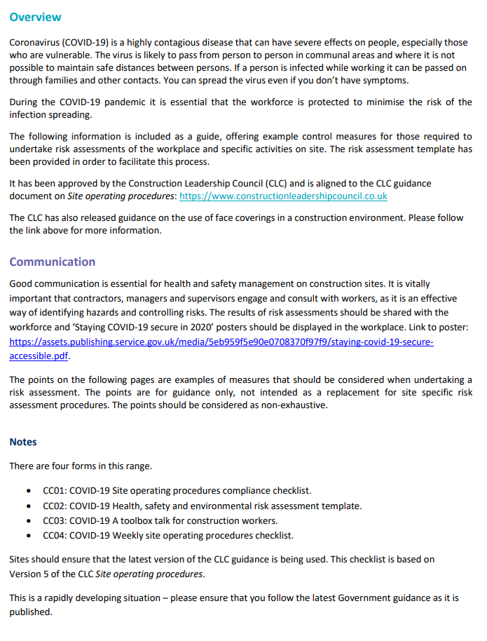 CC02: COVID-19 – Health, Safety and Environmental Risk Assessment ...