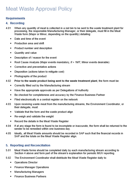 Meat Waste Event Report - SafetyCulture