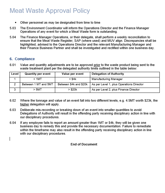 Meat Waste Event Report - SafetyCulture